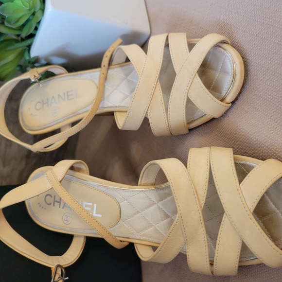 CHANEL | Shoes | Chanel Womens Tan Sandals | Poshmark